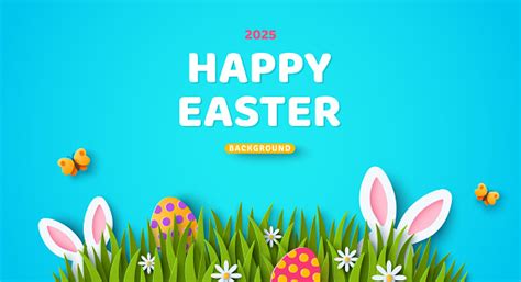Cute Easter Banner Paper Cut Stock Illustration Download Image Now