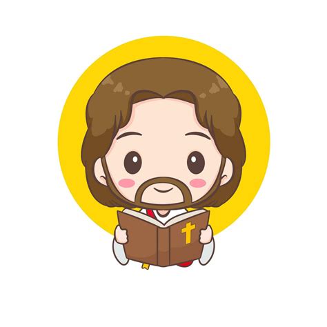 Cute Jesus Christ Cartoon Character Christian Religion Concept Design