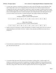 U Section Comparing Distributions Of Quantitative Data Docx AP Stats Dr Nguyen Quan