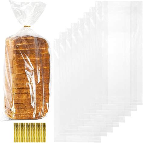 Nicunom 300 Pack Bread Bags With Ties 18x4x8 Inches Reusable Plastic Bread Bags Clear Bread