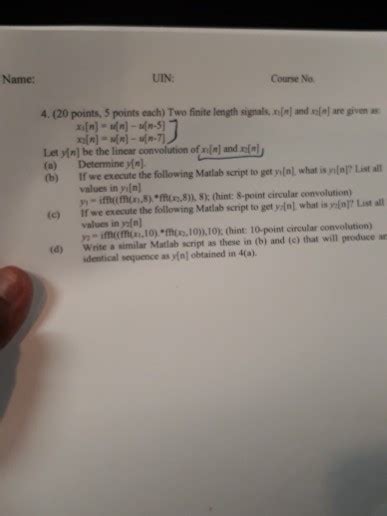 solved name uin course no 4 20 points 5 points each