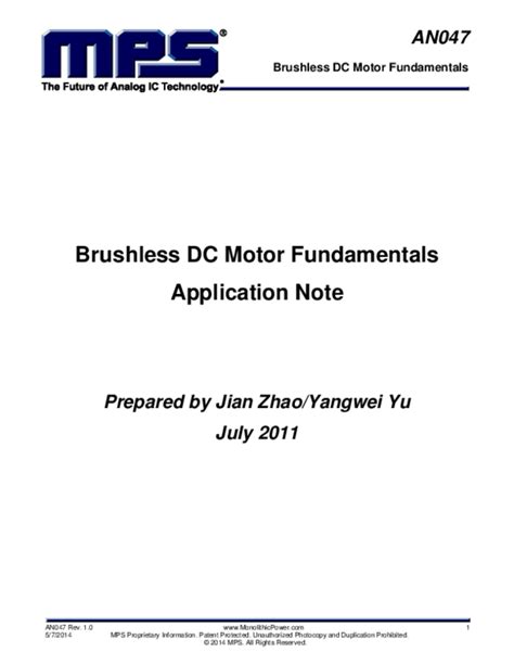 Pdf Brushless Dc Motor Fundamentals Application Note