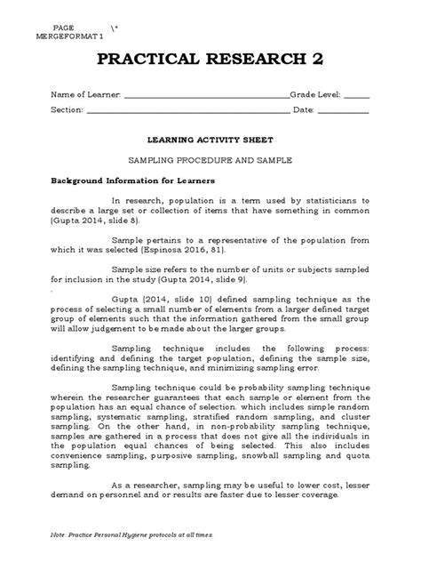 Q2 Practical Research 2 Pdf Sampling Statistics Questionnaire