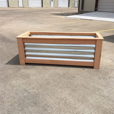 Cedar Corrugated Tin Rectangular Planter Box Aandd Workshop