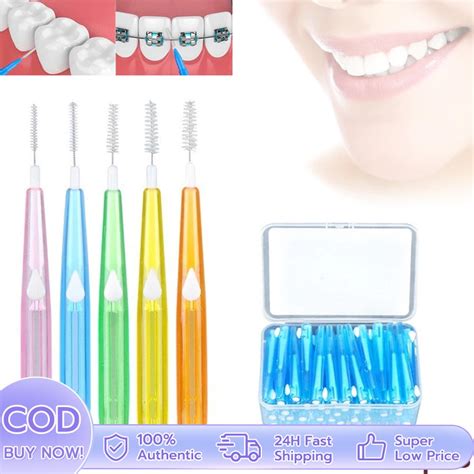 30 Pcs Interdental Brushes Push Pull Slim Toothpick Orthodontic Wire