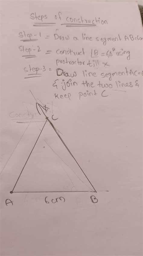 4construct An Isosceles Triangle Abc In Which Ab Ac 6cm And Angleb