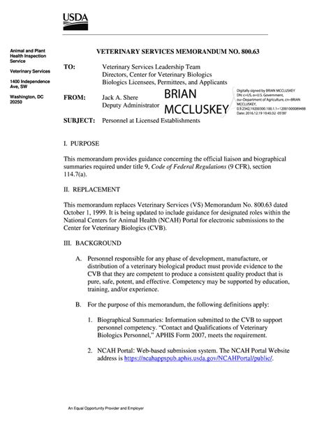 Per Vs Memo 800 63 Usda Aphis Fill Out And Sign Online Dochub