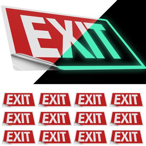 Sunco 12 Pack Photoluminescent Exit Signs Glow In The Dark Emergency