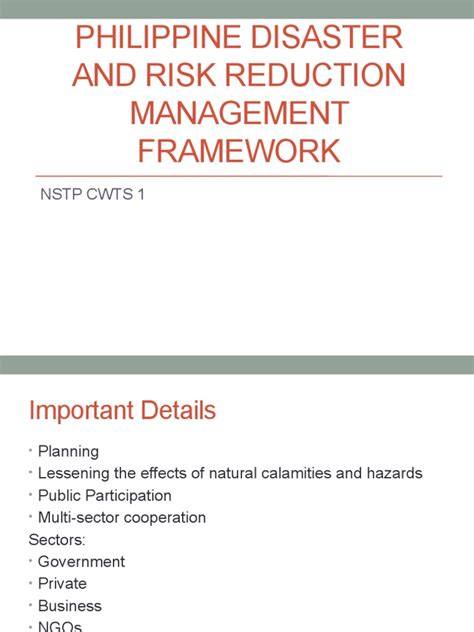Philippine Disaster And Risk Reduction Management Framework Pdf