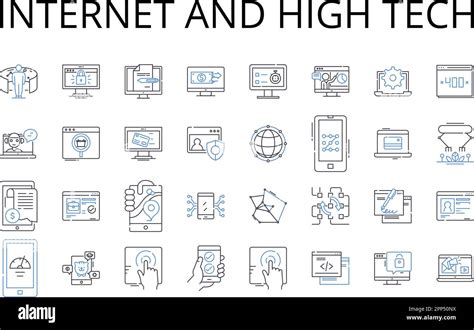 Internet And High Tech Line Icons Collection Cyberspace World Wide Web Digital Age Data