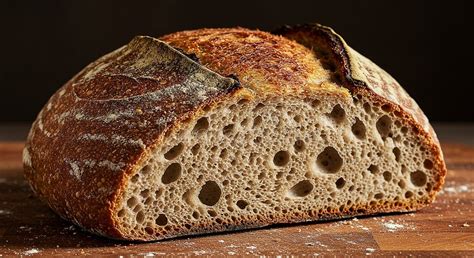 Rustic Loaf Of Sourdough Bread With A Golden Brown Crust Featuring A