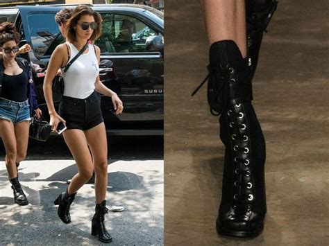 Bella Hadid Street Styles With Versace Ankle Boots Chiko Shoes