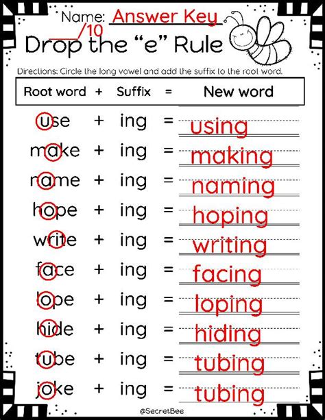 Drop The E Rule Dropping Rule Assessment Classful