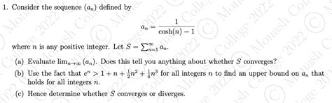 Solved Consider The Sequence An Defined By Chegg