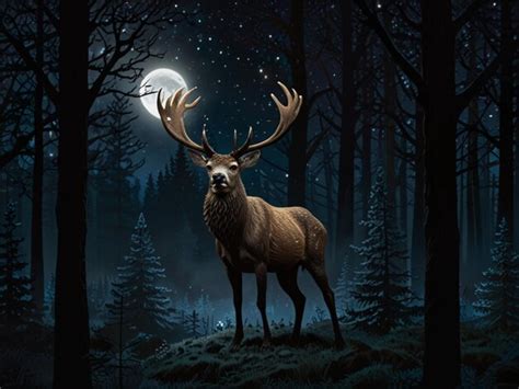 Red Deer Stag Silhouette Premium Ai Generated Image