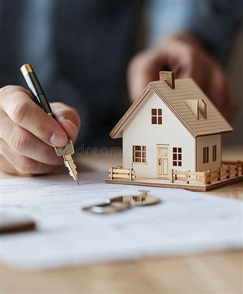 Homeowner Signing Contract Paperwork With Miniature House Model
