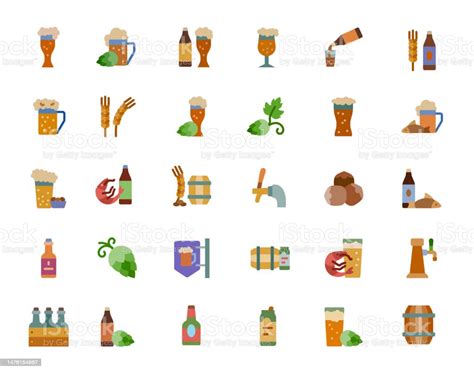 Beer Flat Icons Set Stock Illustration Download Image Now Beer