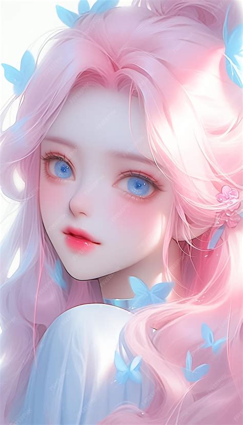Premium Photo Adorable Anime Girl With Pink And Blue Hair Ai Generated