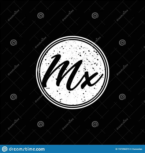 M X Initial Handwriting In Black And White Circle Frame Design Stock Vector Illustration Of