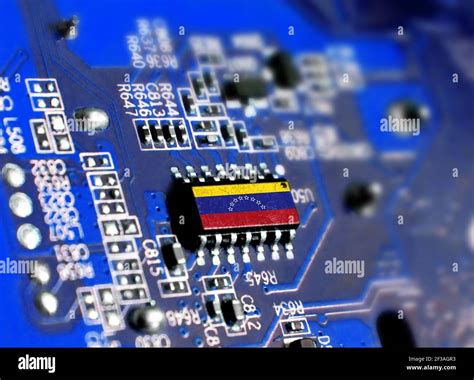 Electronic Board With Embedded Microchip And Shown Flag Of Venezuela The Concept Of Modern