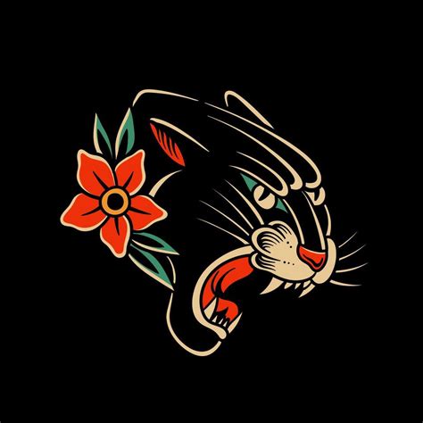 Traditional Tattoo Panther Tattoo Vintage Tattoo Design Element Old