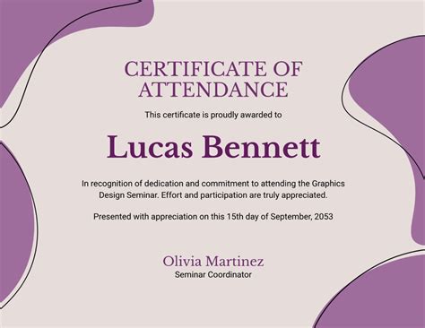 Free Certificate Of Attendance Template To Edit Online