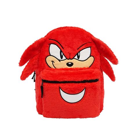 Sonic The Hedgehog Knuckles Reversible 16 Fuzzy Backpack With Ears