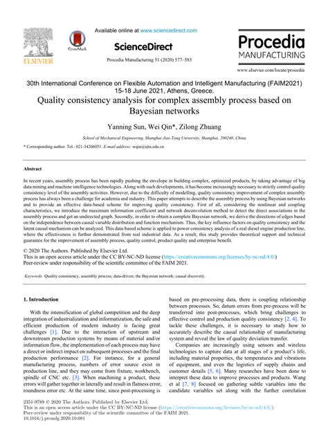 Pdf Quality Consistency Analysis For Complex Assembly Process Based On Bayesian Networks