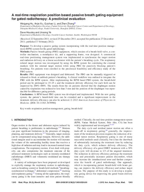 Pdf A Real Time Respiration Position Based Passive Breath Gating Equipment For Gated