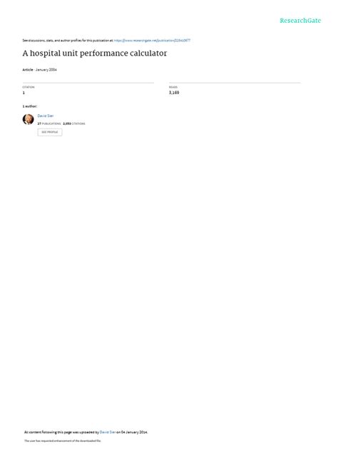 A Hospital Unit Performance Calculator Pdf Confidence Interval Variance