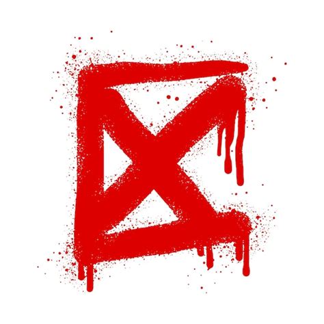 흰색 배경 벡터 일러스트 레이 션에 고립 된 흰색 X 기호 위에 빨간색으로 스프레이 페인트 낙서 확인 표시 프리미엄 벡터