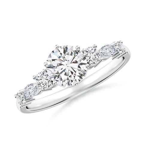 Classic Round Diamond Side Stone Engagement Ring
