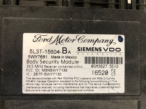 Ford F150 Bcm Part 5l3t 15604 Bb