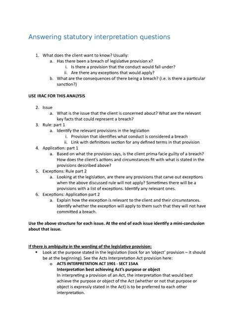 How To Answer Statutory Interpretation Questions Answering Statutory
