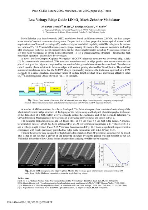 Pdf Low Voltage Ridge Guide Linbo3 Mach Zehnder Modulator