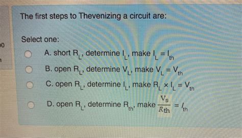 Solved The First Steps To Thevenizing A Circuit Are Select