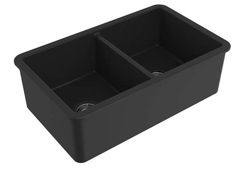 Cuisine 85 X 46 Double Inset Undermount Fine Fireclay Sink Matte Black