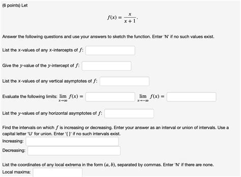 solved 6 points let f x x 1 answer the following