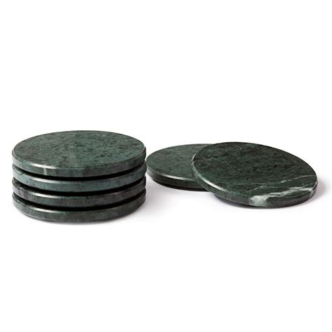 Round Marble Coasters 10cm Green Pack Of 6 By Argon Tableware