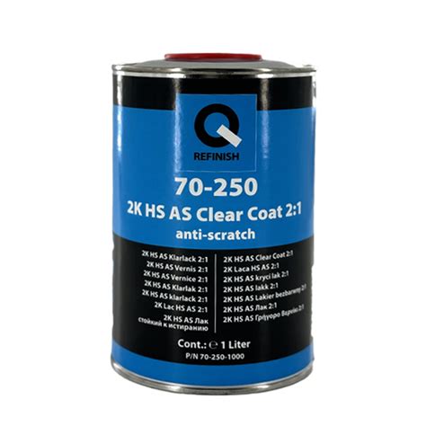 Акриловый лак Q-refinish Q70-250 2K HS AS Clearcoat 2:1 прозрачный 1 л ...