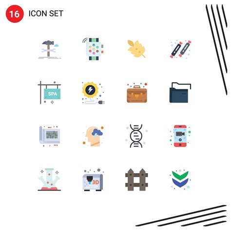 Editable Vector Line Pack Of 16 Simple Flat Colors Of Restaurant Food Education Candy Plant