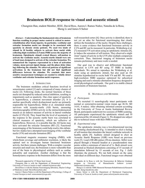 Pdf Brainstem Bold Response To Visual And Acoustic Stimuli