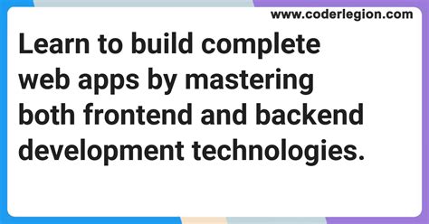 learn to build complete web apps by mastering both frontend and backend