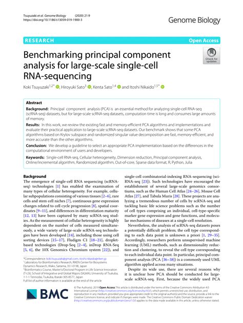 Pdf Benchmarking Principal Component Analysis For Large Scale Single