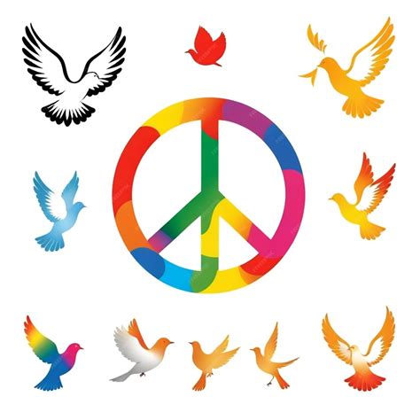 Premium Vector A Colorful Peace Symbol And Peace Symbol On A White
