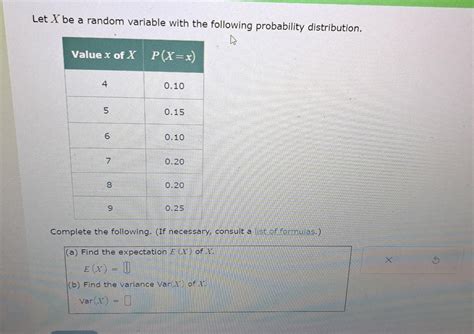 Solved Let X Be A Random Variable With The Following