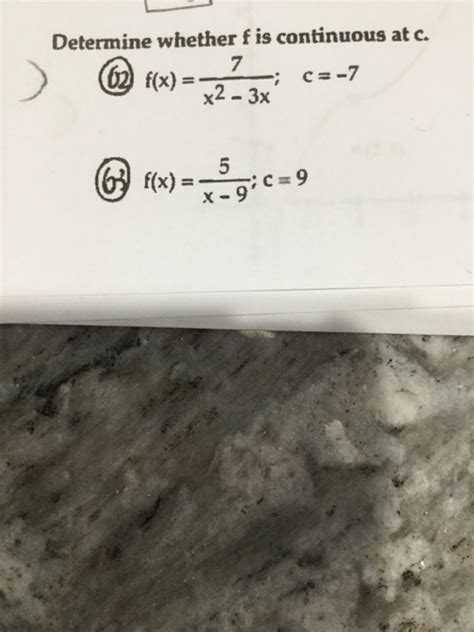 Solved Determine Whether F Is Continuous At C F X X Chegg