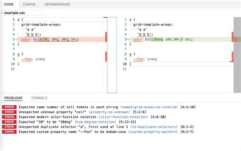 stylelint playgound webcontainers