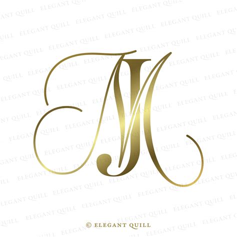 Married Couple Monogram Mj Initials Logo Elegant Quill