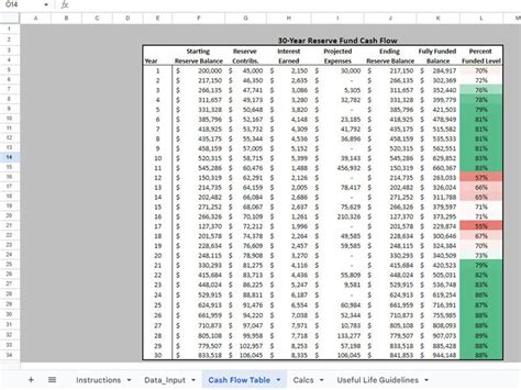 Capital Reserve Study Spreadsheet Etsy